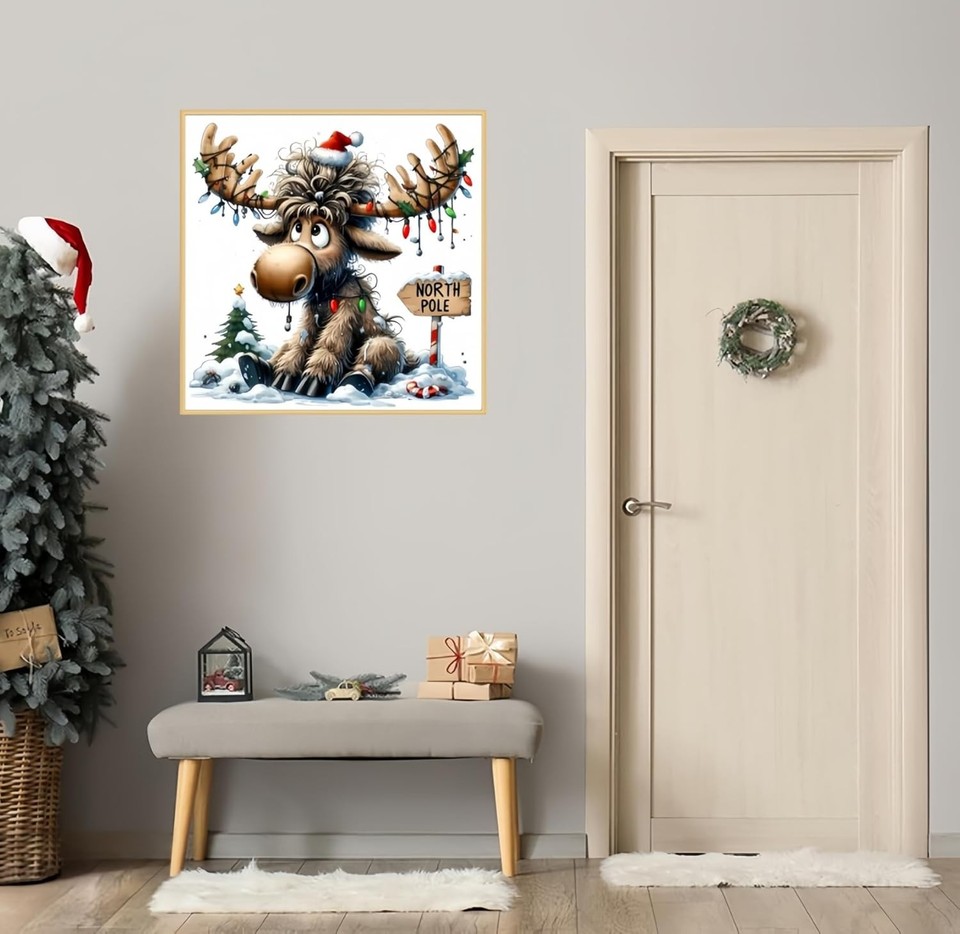 Christmas Painting by Numbers Kit for Adults Beginner,Cute Deer Color ...
