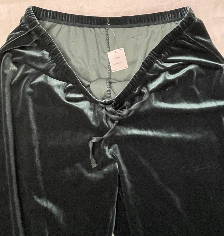 Lauren Ralph Lauren Women's Velvet Notched-Collar Pajama Set Emerald XL ...