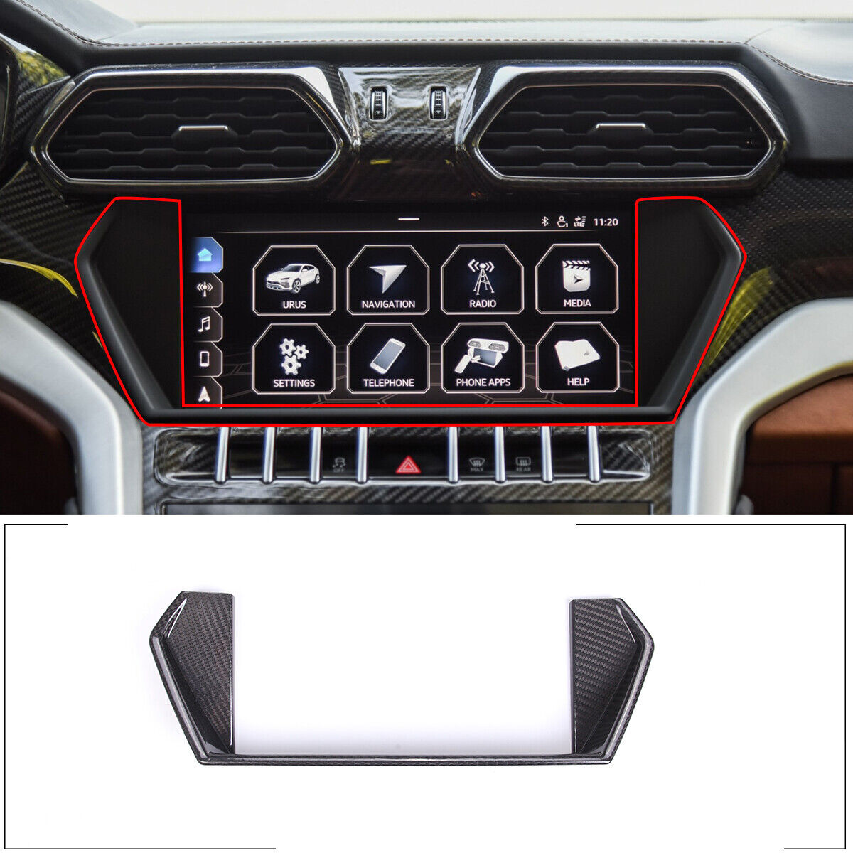 Real Carbon Fiber Central Control Cover Fit For Lamborghini URUS 2018 ...