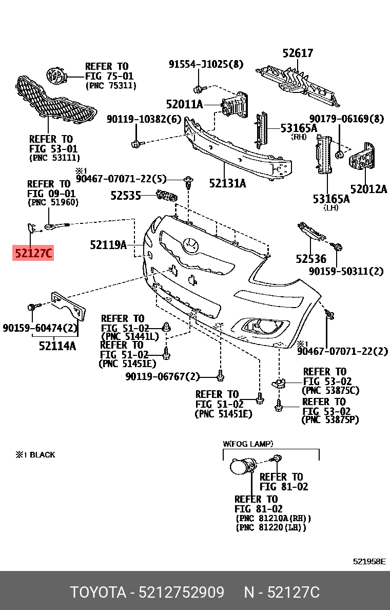 Genuine OE cover, front bumper hole, 5212752909 for TOYOTA 52127-52909 ...