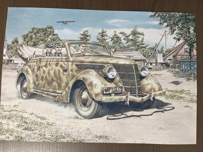 WWII WW2 German Soldiers Convertible car Military POSTER print 13 by 19 ...