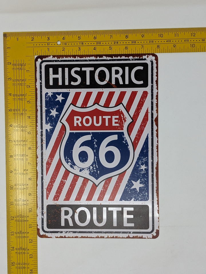 Historic Route 66 Metal Tin Sign Vintage Americana Decor Retro Wall Art ...