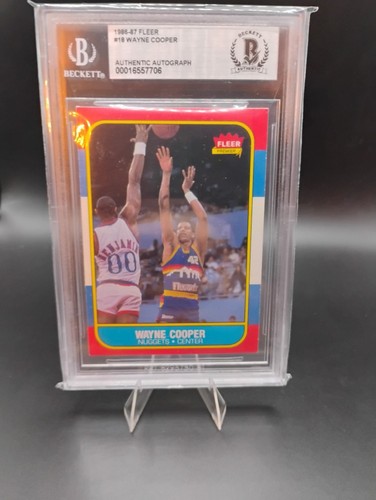 1986 Fleer WAYNE COOPER #18 AUTO Basketball Back SIGNED BGS BAS ...