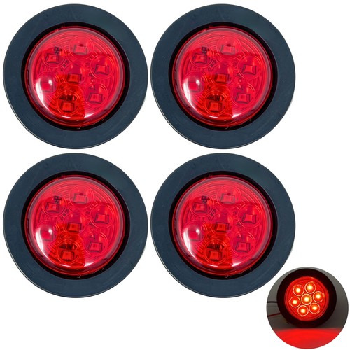 4pc 2" Red Round Trailer 7 LED Clearance Marker Lights DOT FMVSS 108 ...