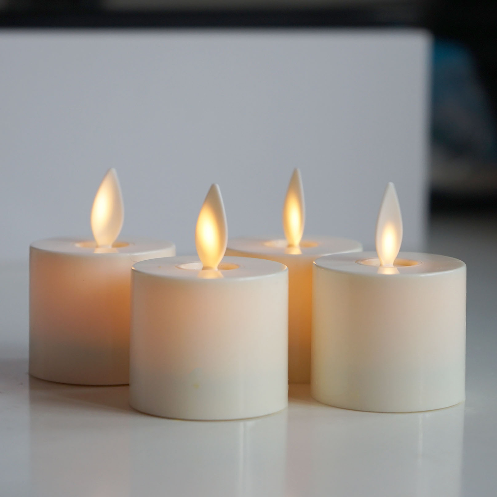Luminara Flameless Moving Flame Tealight Candles Ivory Remote Tea Light ...