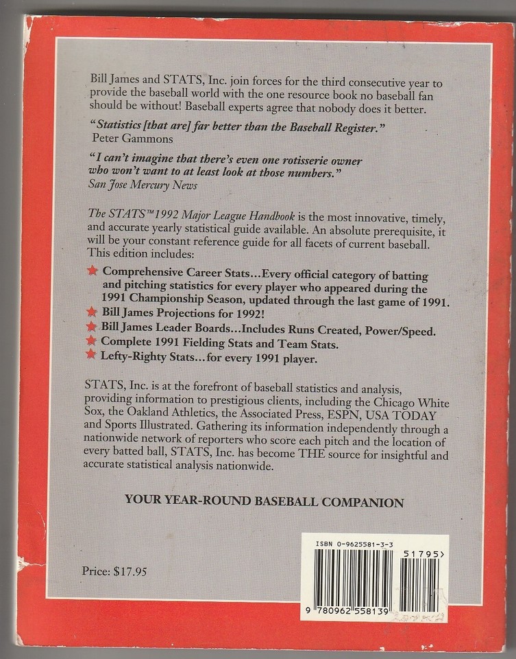 1992 Bill James Stats Major League Handbook ---Cal Ripken Jr. VG | eBay