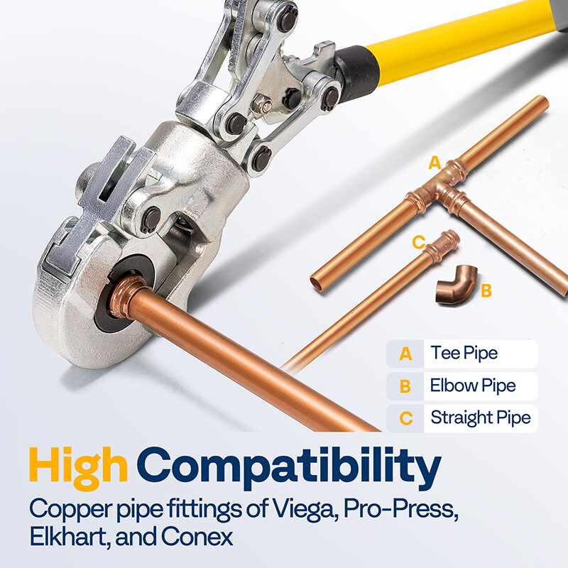 Copper Tube Fittings Crimping Tool w/ 1/2,3/4 & 1-inch Jaw Hydraulic ...