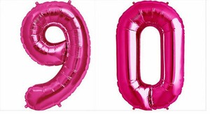 90th Birthday Party Giant Pink Number "90" Foil Balloon Helium Air ...