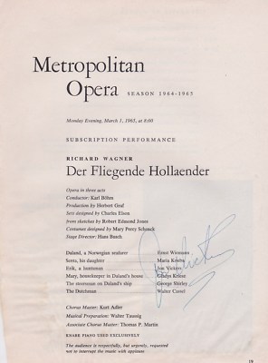 JON VICKERS opera tenor signed FLIEGENDE HOLLANDER program | eBay