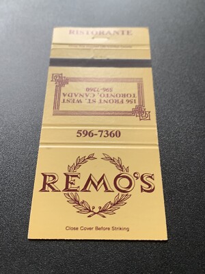Vintage Canada Matchbook “Remo’s Ristorante” Toronto | eBay