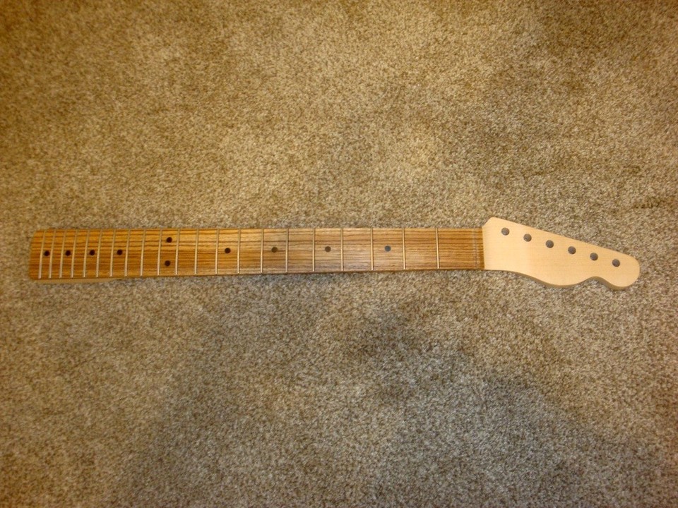TELE NECK Quartersawn Maple & RARE Zebrawood Fingerboard 21f Musikraft ...