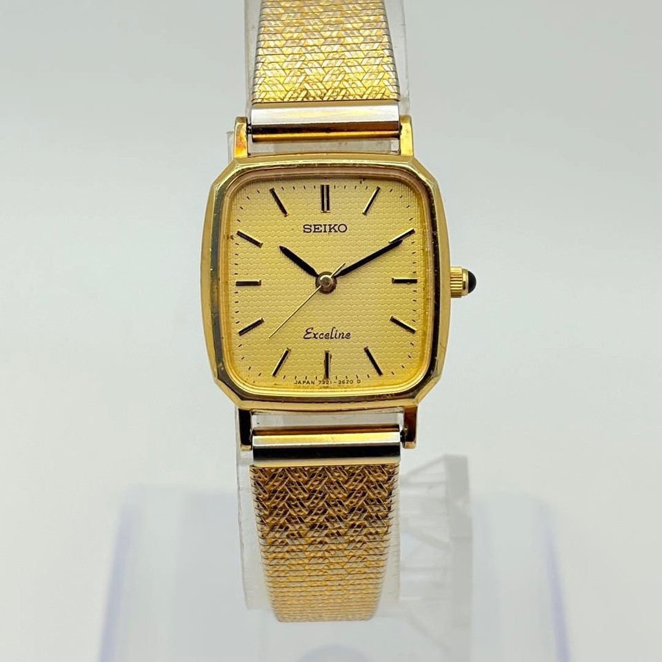 Seiko Exceline Dress Watch Womens Gold Quartz Timepiece Rare wrist 15cm ...