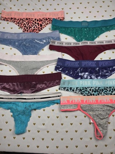 Victorias Secret PInk Lot of 10 Medium Logo Signature Band Thong ...