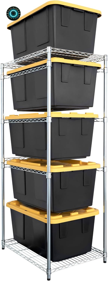 Saferacks Black Storage Bin Rack 5 Tote Capacity NSF Certified 31″ x 23 ...