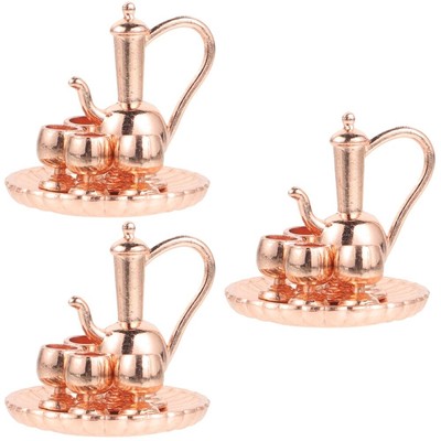 3 Sets Miniature Tea Set Mini Tea Set Miniature Tea Pot Cups Mini House ...