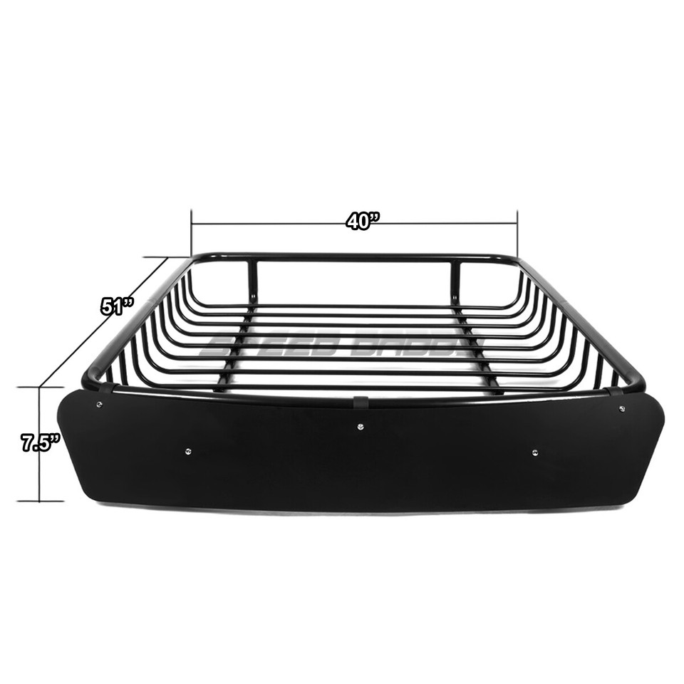 51"X 40"MILD STEEL ROOF RACK TOP CARGO LUGGAGE CARRIER BASKET+WIND ...