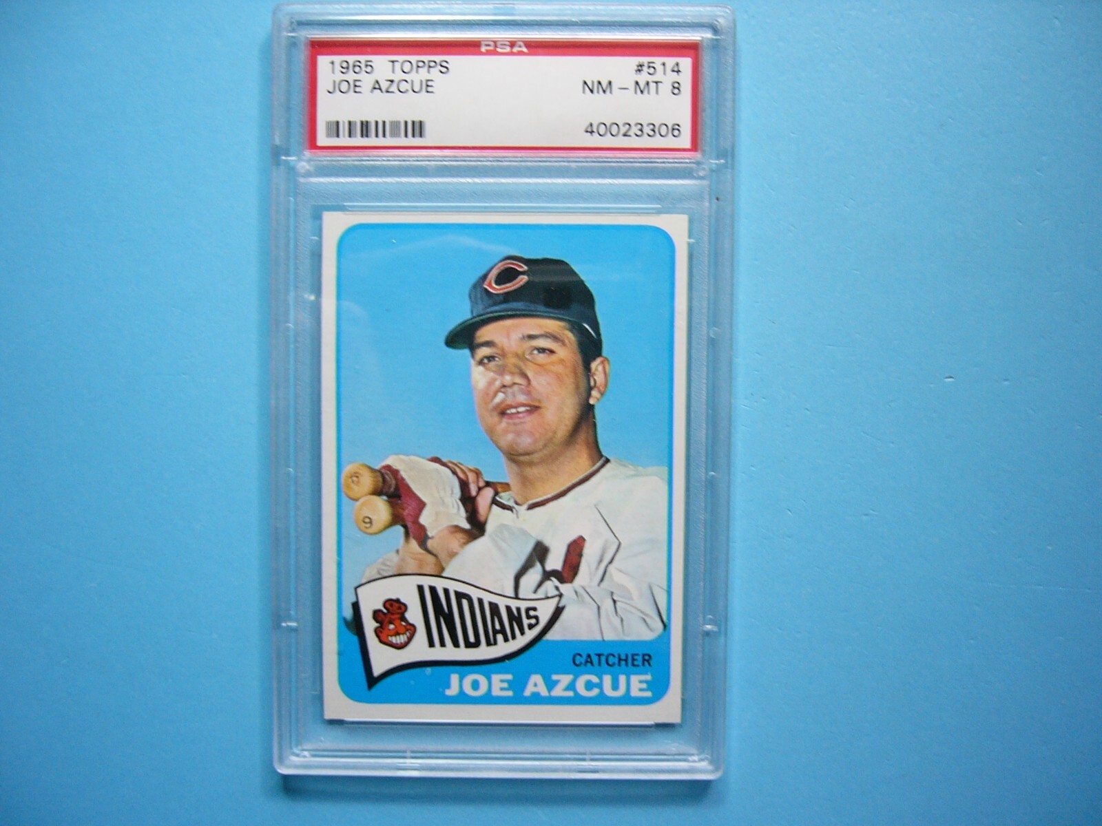 1965 TOPPS MLB BASEBALL CARD #514 JOE AZCUE PSA 8 NM/MINT SHARP+ '65 GL ...