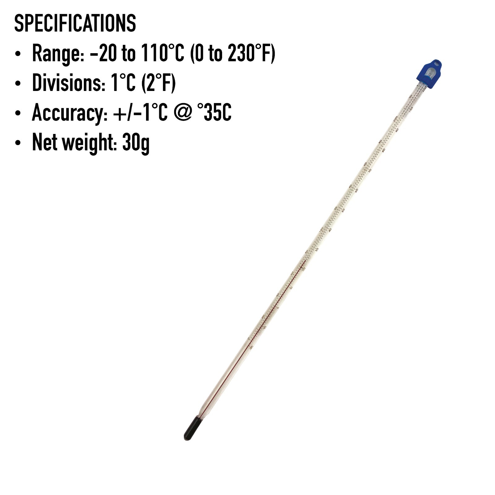 Glass Laboratory Thermometer -10 to +110 305mm Lab Scientific Home Brew ...