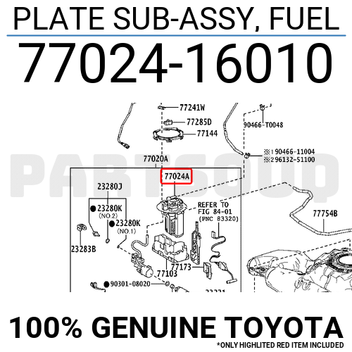 7702416010 Genuine Toyota PLATE SUB-ASSY, FUEL 77024-16010 | eBay