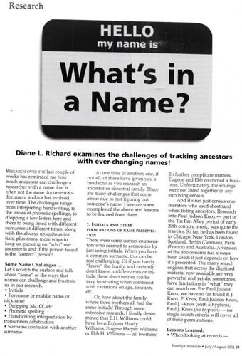 Family Chronicle Magazine Name Challenges Counterfeit Ancestors U.S ...