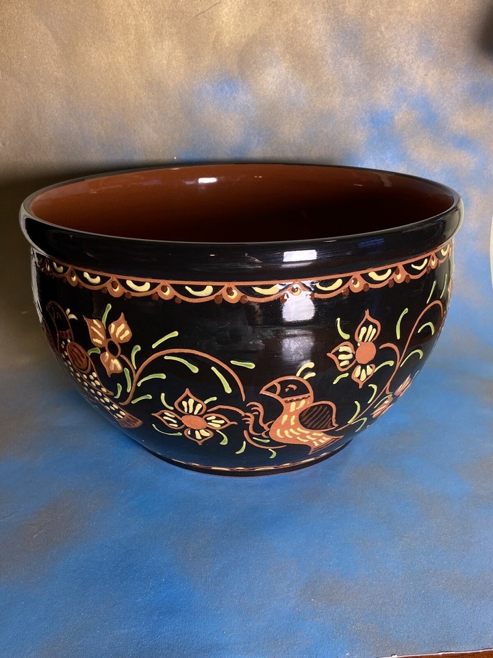 Extraordinary Breininger Pottery Redware X-Large Bowl G. Zieber W ...