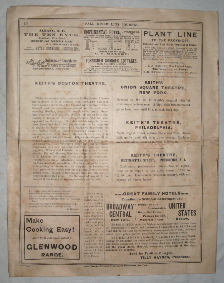 3 ANTIQUE 1896 & 1900 Fall River Line Journals NY, New Haven & Hartford ...