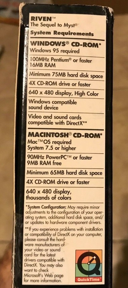 Riven The Sequel to Myst Big Retail Box Game NEW PC Mac CD-ROM | eBay