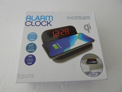 Tzumi Portable LED Alarm Clock with Wireless Charging | Qi Wireless ...
