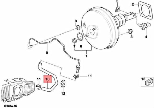 Genuine BMW E39 Sedan Wagon Brake Servo Unit Vacuum Hose OEM ...