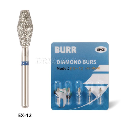 50 pcs Diamond Burs EX-12 Large Barrel Shape Medium Grit FG Dia. 1.6mm ...