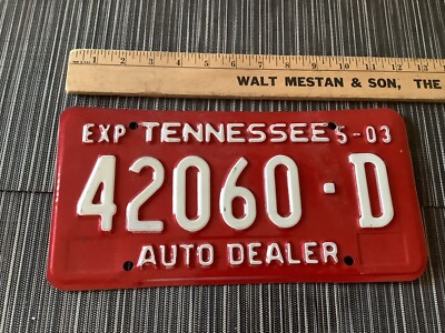 2003 Original Tennessee Dealer License plate # 42060-D | eBay