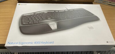 New Microsoft Natural Ergonomic Keyboard 4000 UK QWERTY Black wired USB ...
