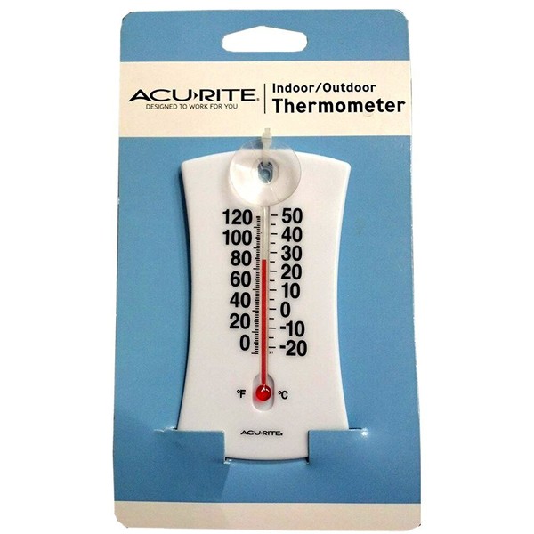 AcuRite Mini Thermometer 00320w Window Suction Cup Mount Indoor Outdoor ...