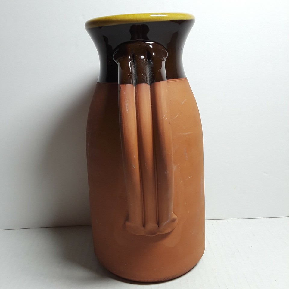 Suffolk Potteries England Terracotta Glazed Pitcher Jug 9" Tall Pottery ...