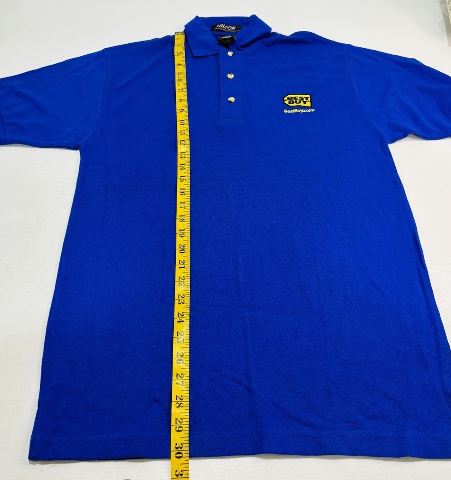 Best Buy Men's Medium Short Sleeve Blue Employee Members Hilton | eBay