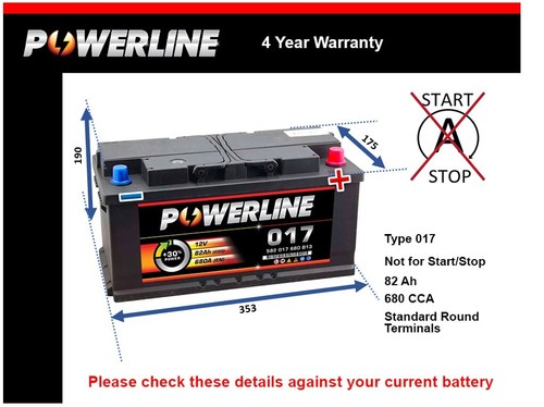 Battery fits RANGE ROVER Mk3 SPORT 02 to 13 017 680A 82Ah 4Yr Warranty ...