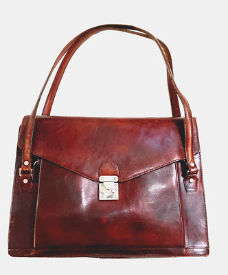 WILSON LEATHER BY PELLE STUDIO BROWN LEATHER SHOULDER PURSE BRIEFCASE ...