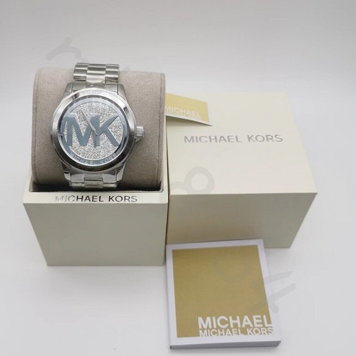 Michael Kors MK5544 Runway Crystal Pave Silver Dial Stainless Steel ...