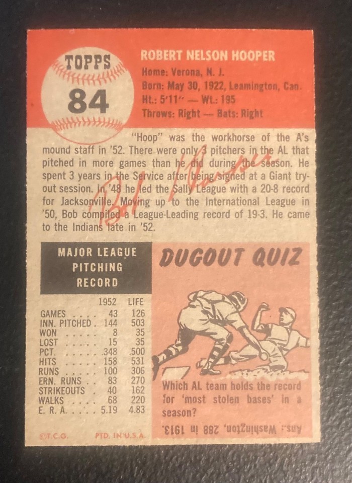 1953 Topps - Bob Hooper #84 NM | eBay