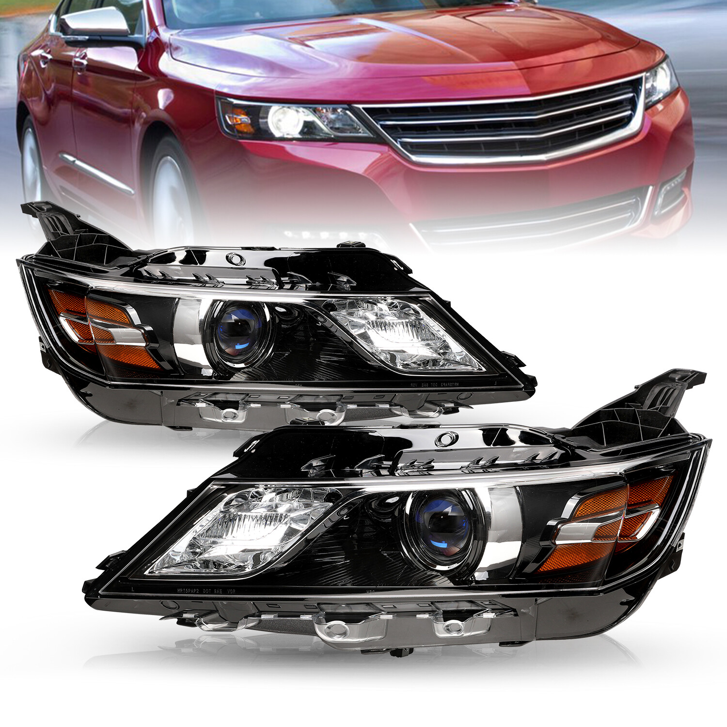 2014-2020 Chevy Impala Black Housing Halogen Projector Headlight ...