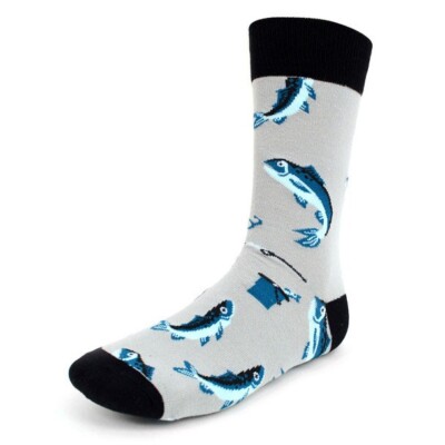 Men's Fishing Novelty Socks, Mens Fish Socks, Outdoor Socks | eBay