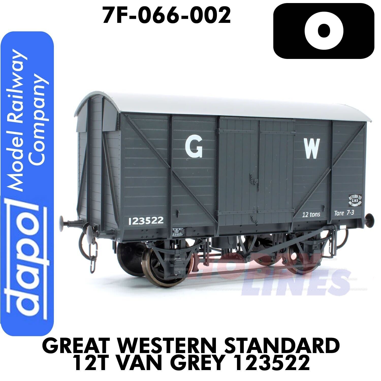 GREAT WESTERN STANDARD 12T VAN GREY 123522 1:43 O gauge Dapol 7F-066 ...