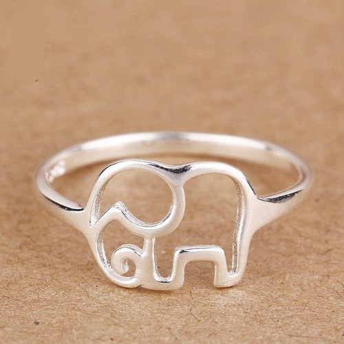 Elephant Charm Ring Silver Color Rings Women Wedding Bands Finger ...