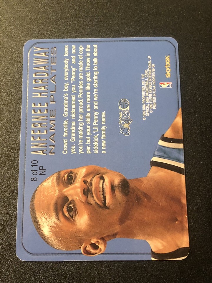 1999-00 Skybox NBA Hoops Name Plates Anfernee Hardaway #8NP | eBay