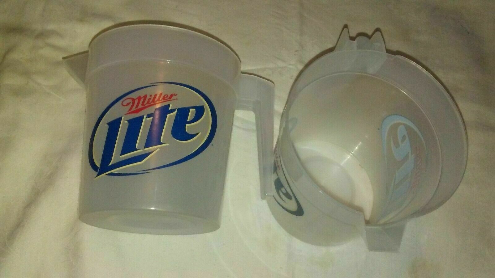 Lot of 2, 7” Beer Plastic Pitcher Coors, Budweiser, Miller, Lite 48 oz ...