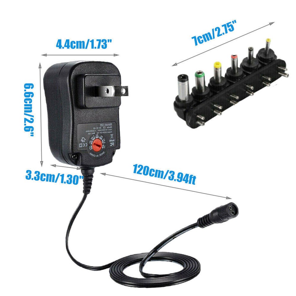 AC/DC Adapter Switching Power Supply w/ 6 Selectable Plugs 3/4.5/5/6/7 ...