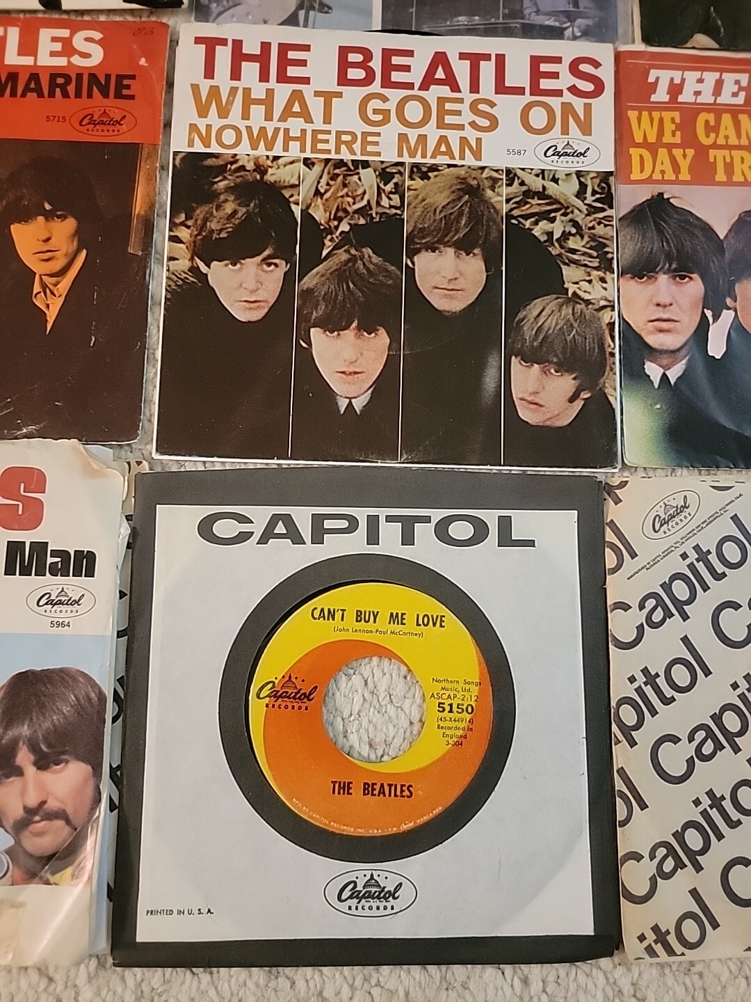 Beatles 45 rpm LOT of 32 Records Capitol VEEJAY SWAN TOLLIE Pic Sleeves ...
