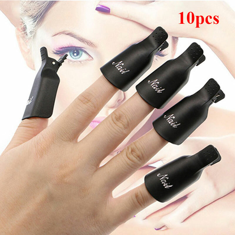 10PCS Nail Soak Off Cap UV Gel Remover Fingernail Polish Cleaner ...