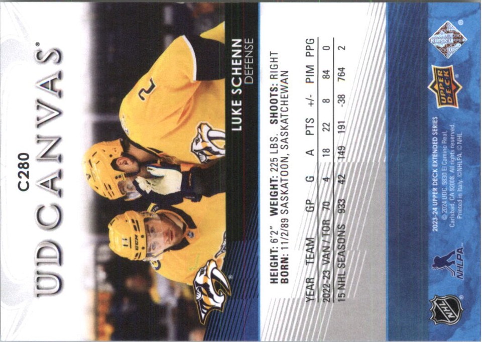 2023-24 Upper Deck UD Canvas #C280 Luke Schenn - HKY | eBay