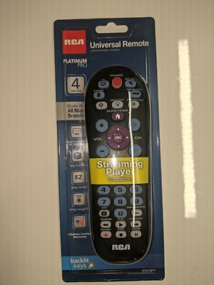 RCA RCR414BHE 4 Device Universal Remote Control Streaming Backlit, New ...